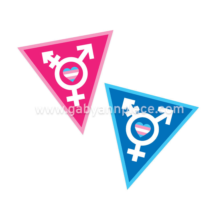 Transgender Symbol in Triangle Blue or Pink Sticker – Gaby Ann Place
